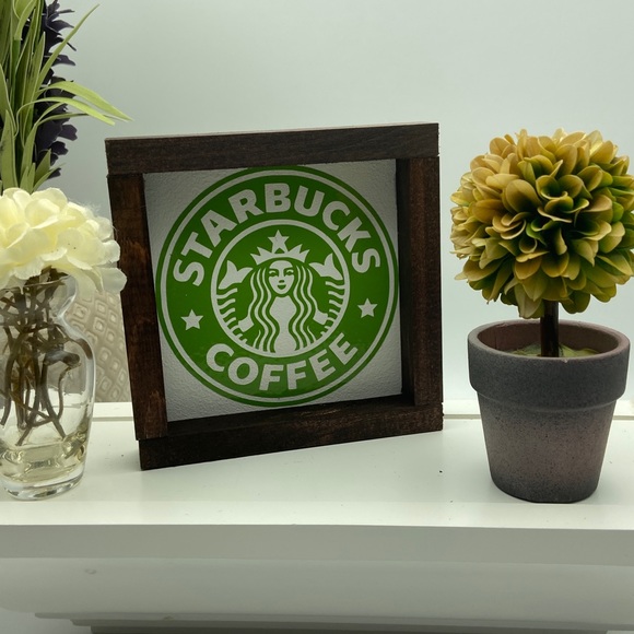 Kitchen | Starbucks Mini Wood Sign Tiered Tray Decor | Poshmark